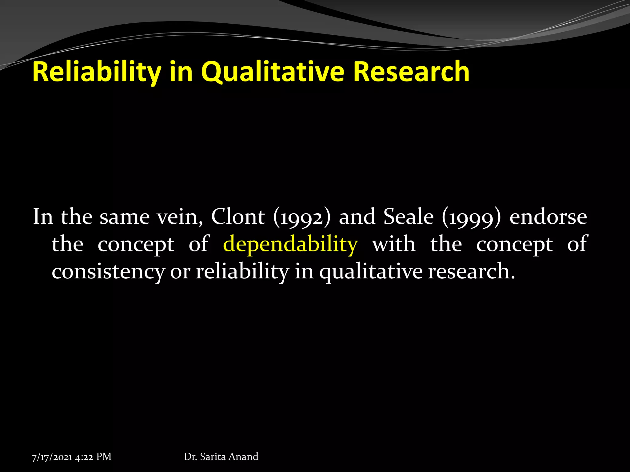 Tools in Qualitative Research: Validity and Reliability | PPSX