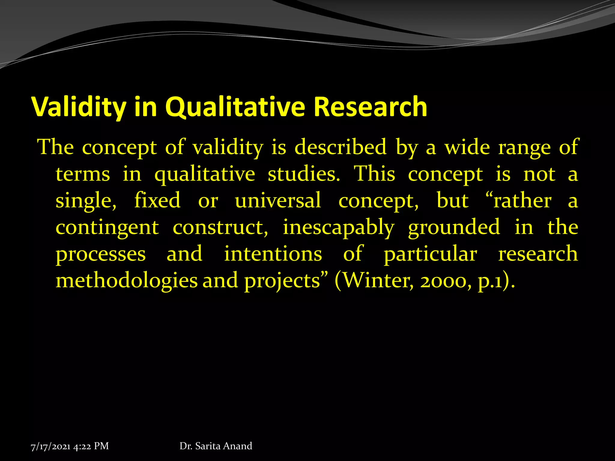 Tools in Qualitative Research: Validity and Reliability | PPSX