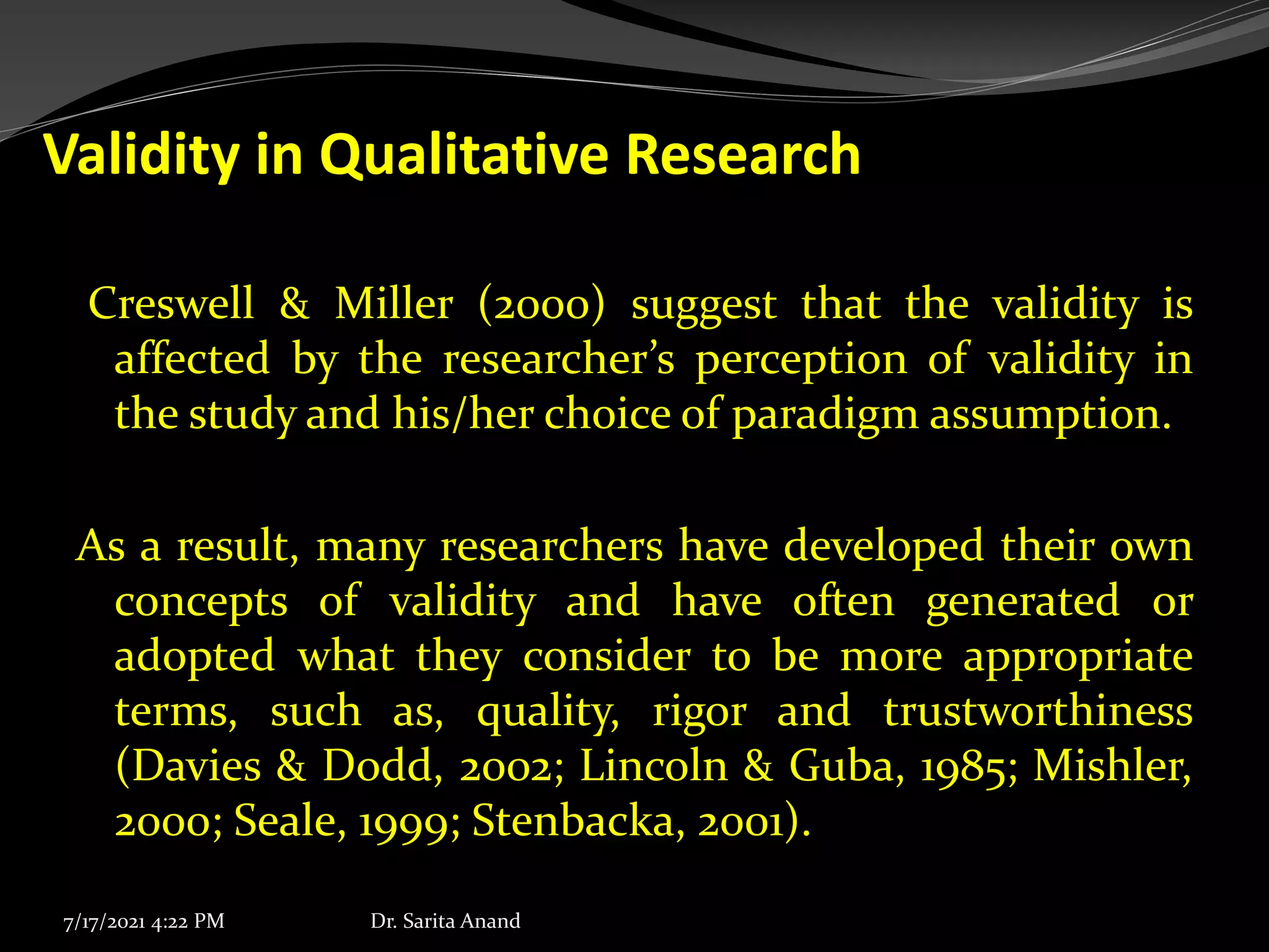 Tools in Qualitative Research: Validity and Reliability | PPSX