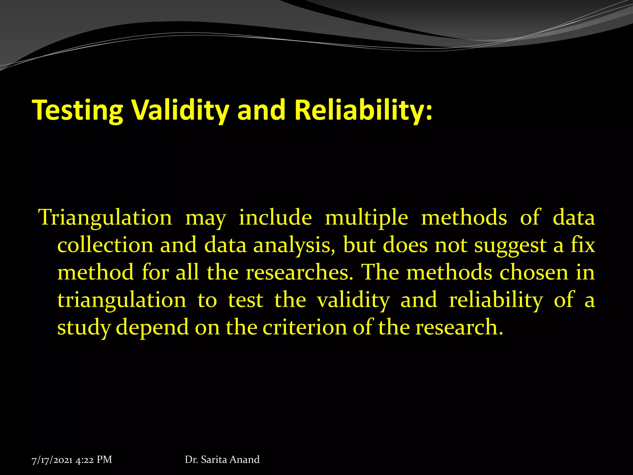 Tools in Qualitative Research: Validity and Reliability | PPSX