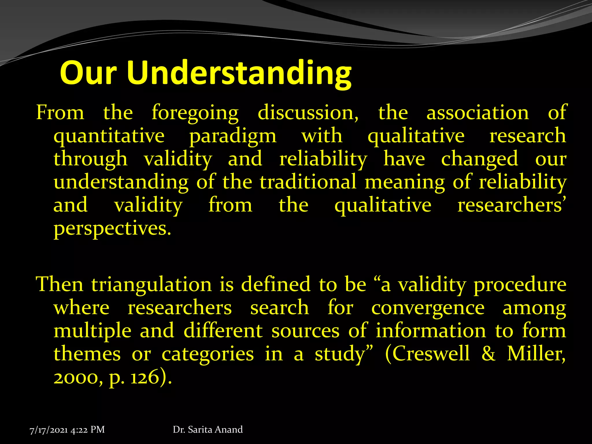 Tools in Qualitative Research: Validity and Reliability | PPSX
