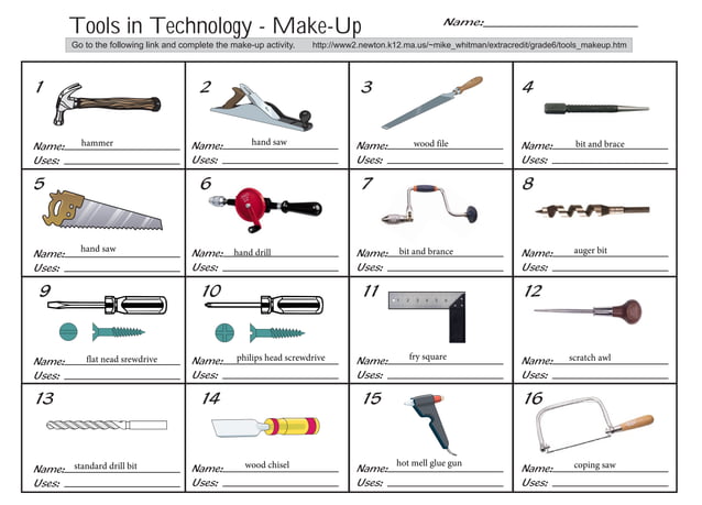 Tools makeup worksheet wiht answers | PPT