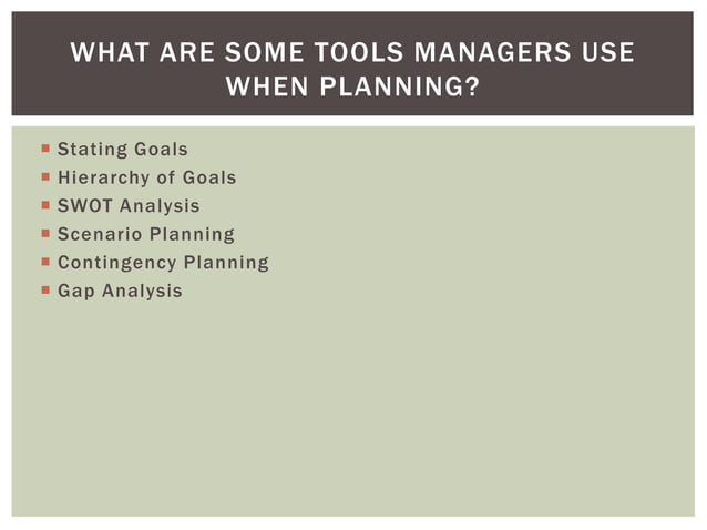 Tools managers used in the planning process | PPTX