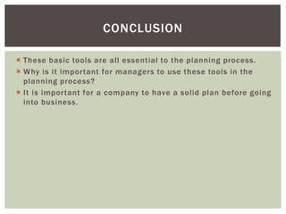 Tools managers used in the planning process | PPTX