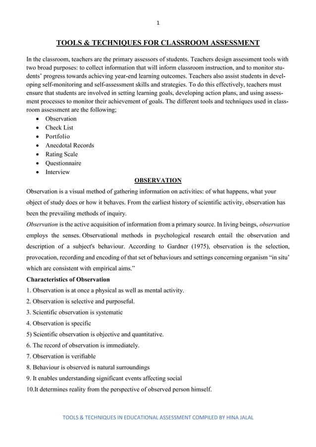 Tools of assessment | PDF