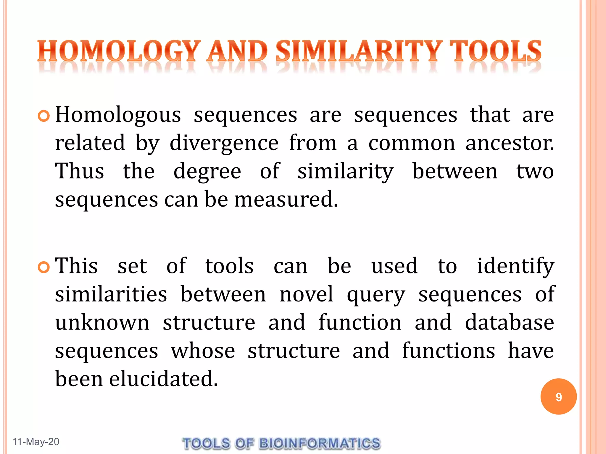 Tools of bioinforformatics by kk | PPTX