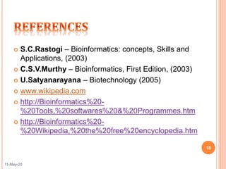Tools of bioinforformatics by kk | PPTX