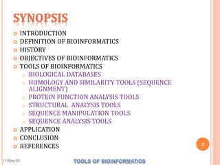 Tools of bioinforformatics by kk | PPTX