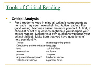 Tools of critical reading | PPT