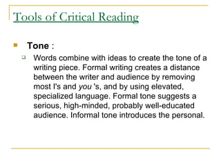Tools of critical reading | PPT