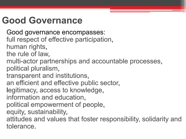 Tools of Good Governance | PPT