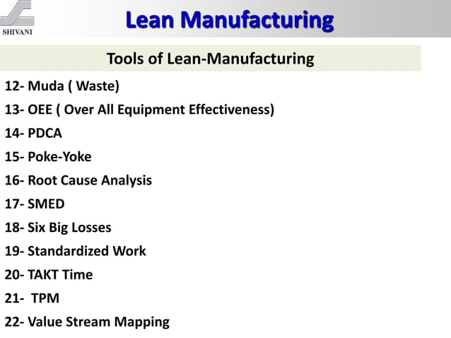 Tools of lean mfg | PPTX | Manufacturing Industry | Industries