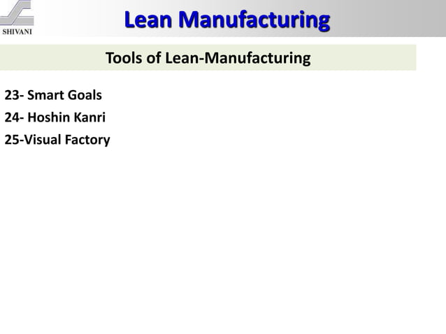 Tools of lean mfg | PPTX | Manufacturing Industry | Industries