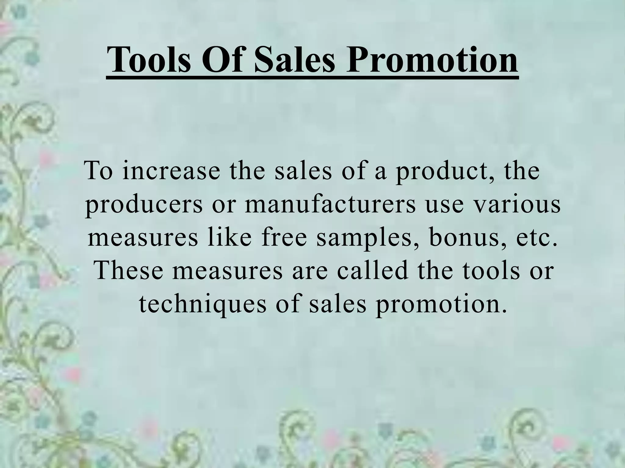 Tools of sales promotion | PPTX