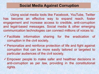 Tools of social meida for fighting corruption – k.kulasekaran, pro | PPTX