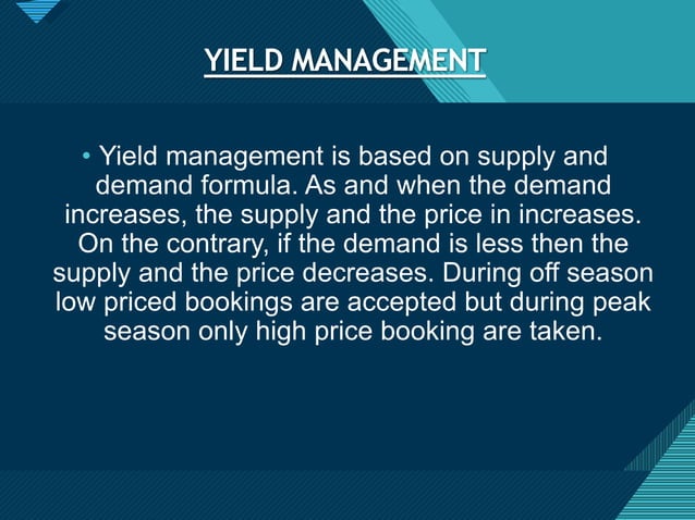 Tools of yield management | PPTX