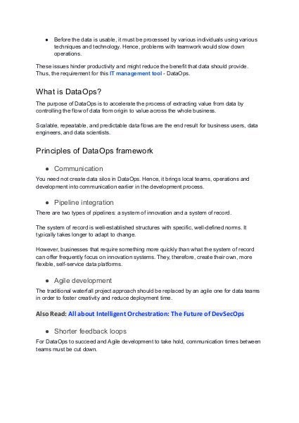 Tools,Platforms,and Frameworks for DataOps | PDF