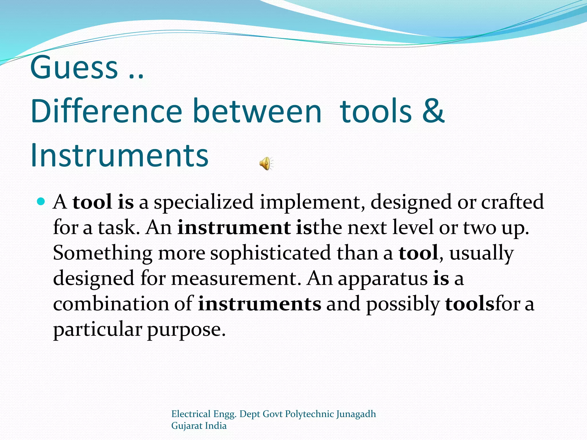 Tools and protective devices for the maintenance of electrical items | PPTX