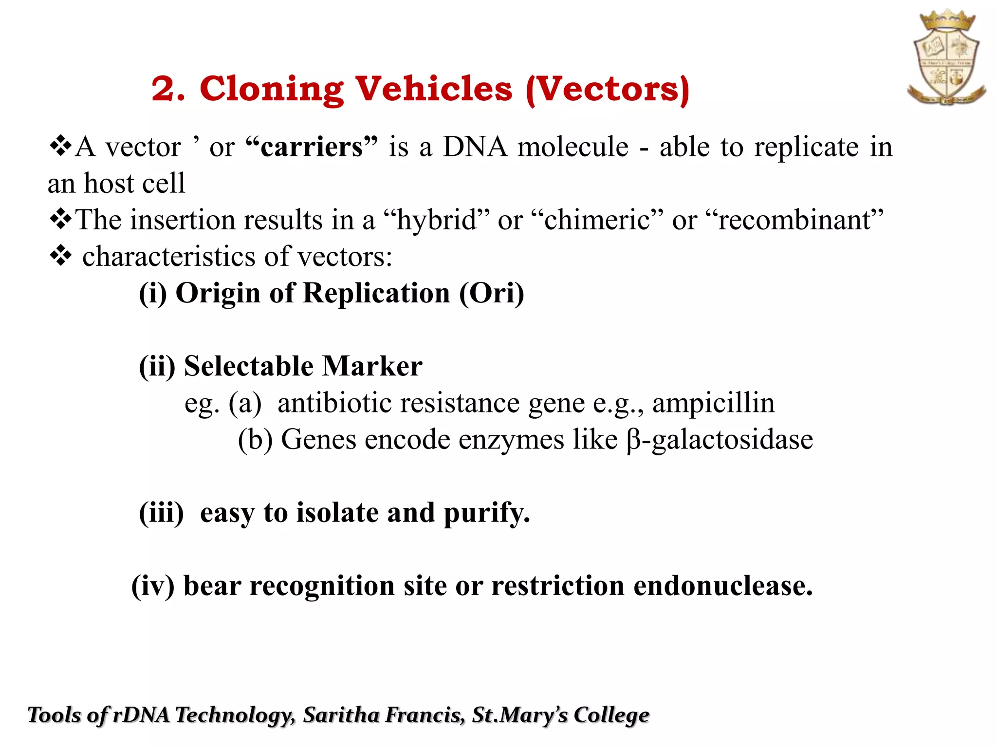 Biotechnology:Basic tools of Recombinant DNA Technology | PPTX