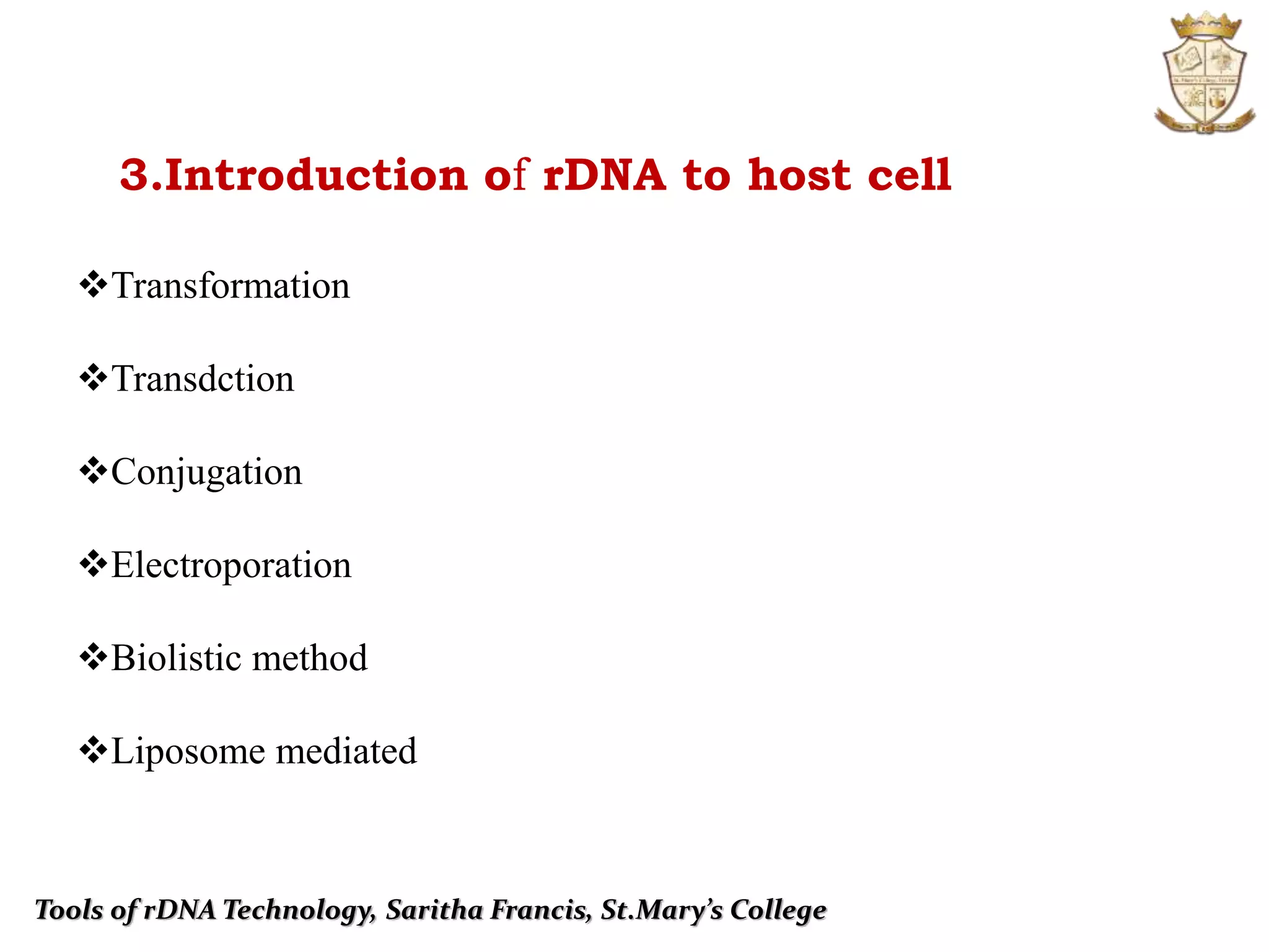 Biotechnology:Basic tools of Recombinant DNA Technology | PPTX