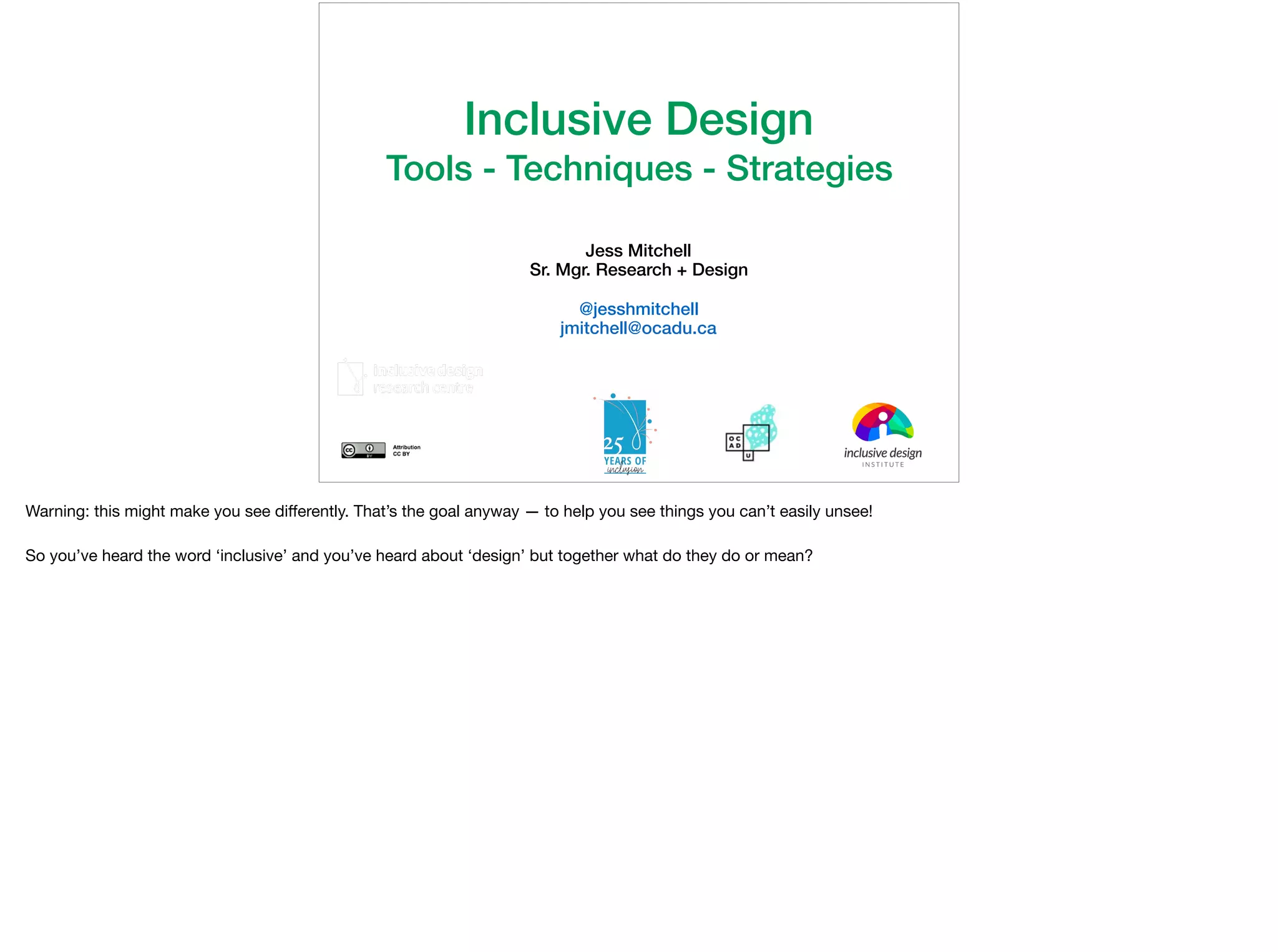 Inclusive Design: Tools, technologies + strategies | PDF