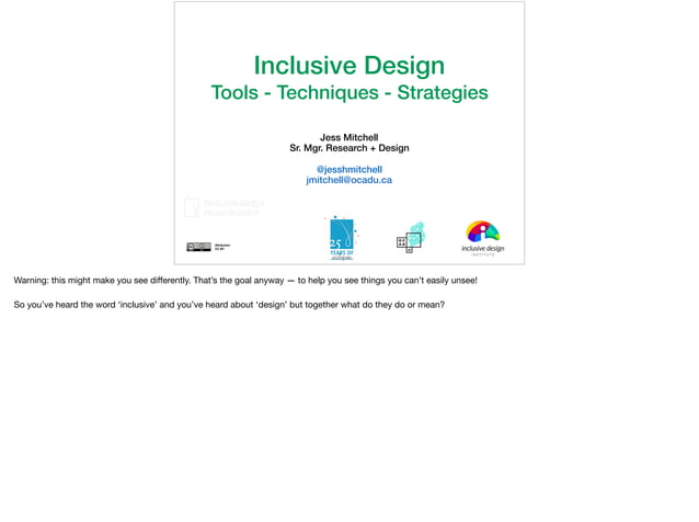 Inclusive Design: Tools, technologies + strategies | PDF