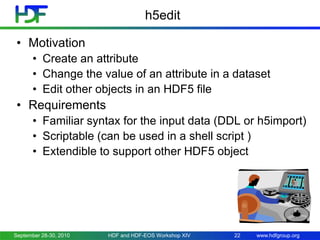 HDF5 Tools Updates | PPTX | Programming Languages | Computing