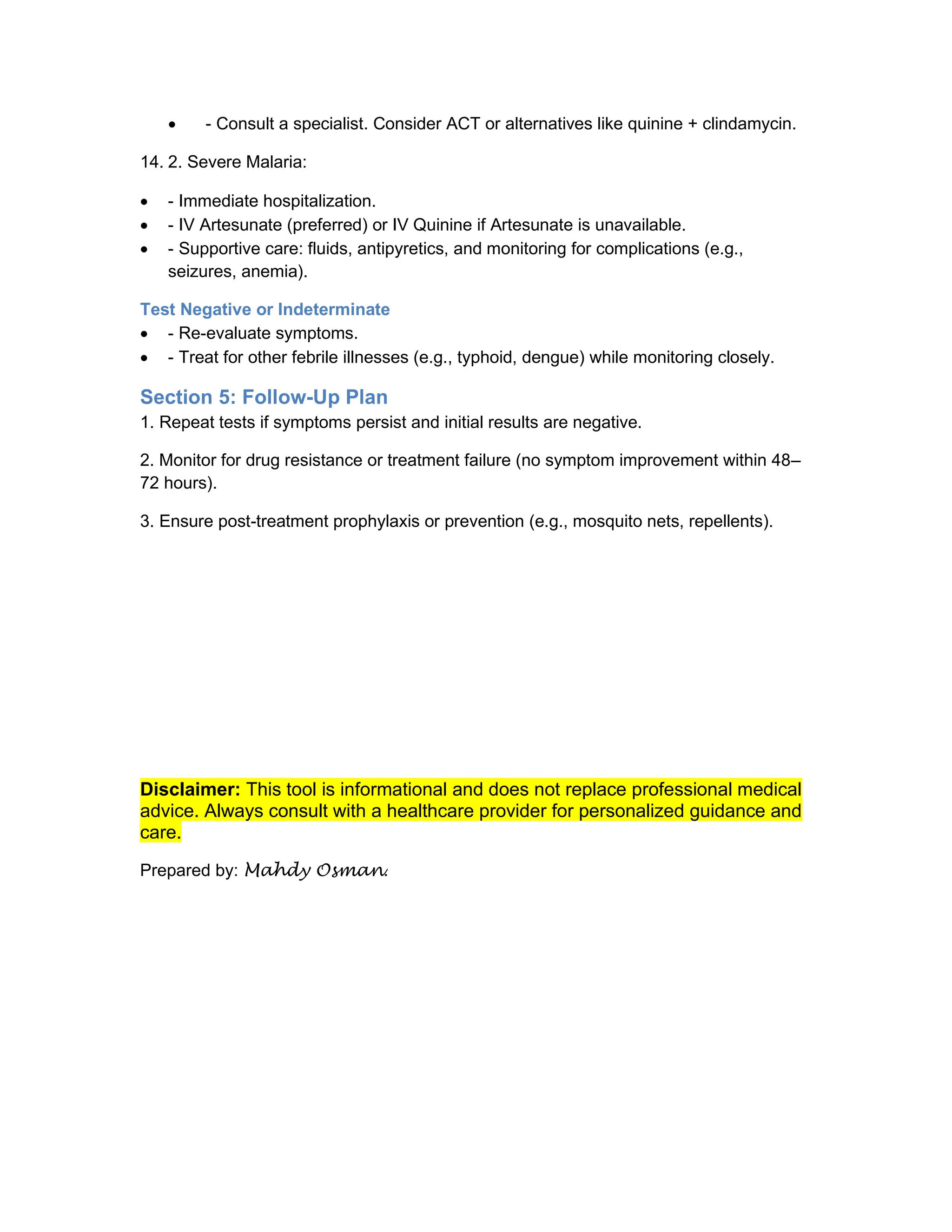 Tool to Diagnose Malaria and Suggest Treatment | PDF Tool to Diagnose Malaria and Suggest Treatment | PDF
