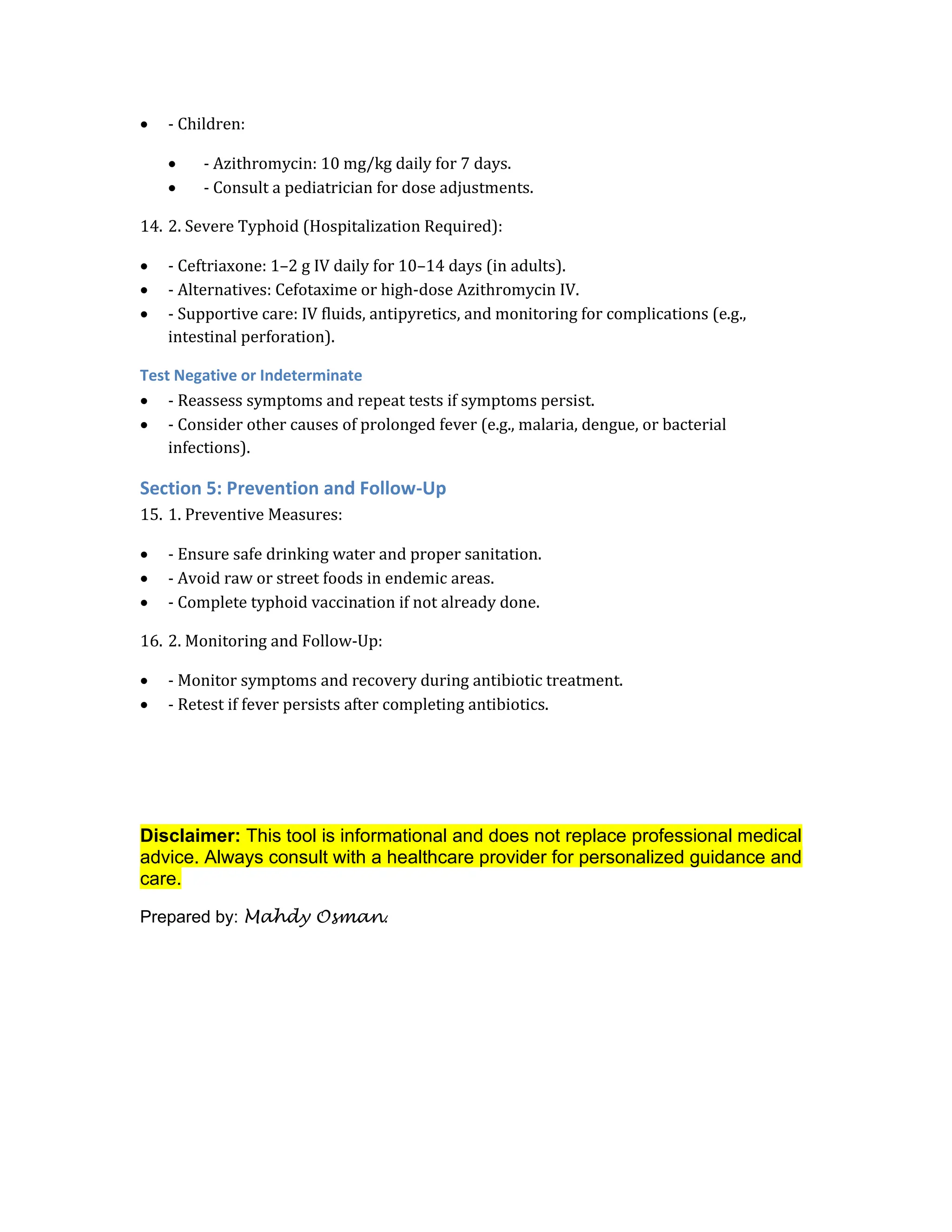 Tool to Diagnose Typhoid and Suggest Treatment | PDF Tool to Diagnose Typhoid and Suggest Treatment | PDF