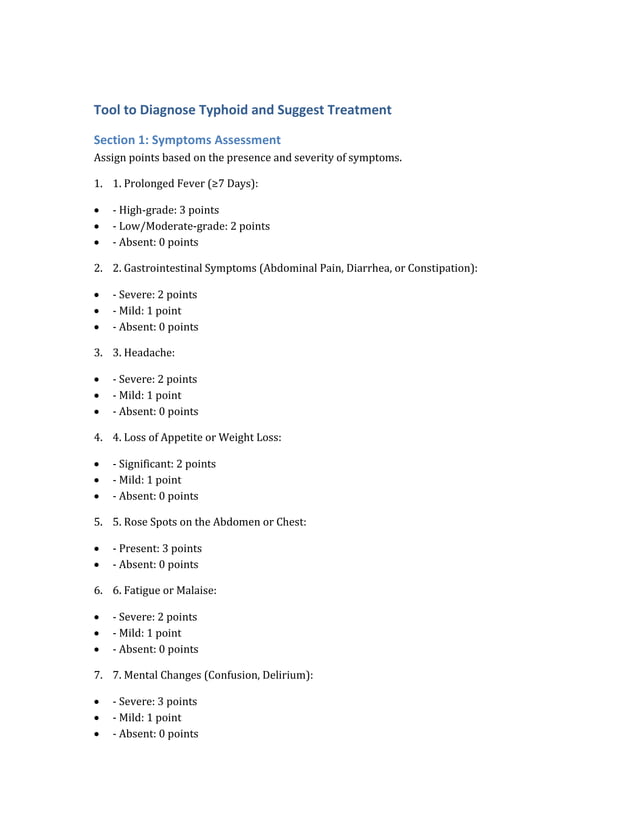 Tool to Diagnose Typhoid and Suggest Treatment | PDF Tool to Diagnose Typhoid and Suggest Treatment | PDF