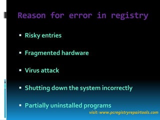 Tool to repair window 7 registry error | PPT