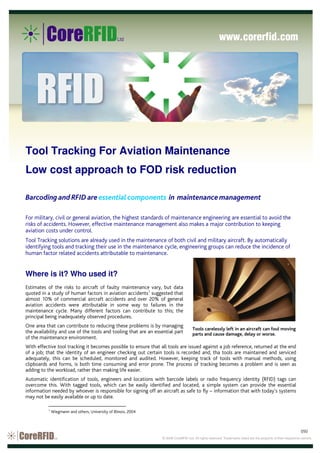 Tool track for aviation rfid | PDF
