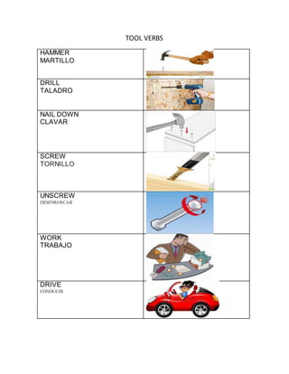Tool verbs | DOCX | Woodworking | Arts and Crafts