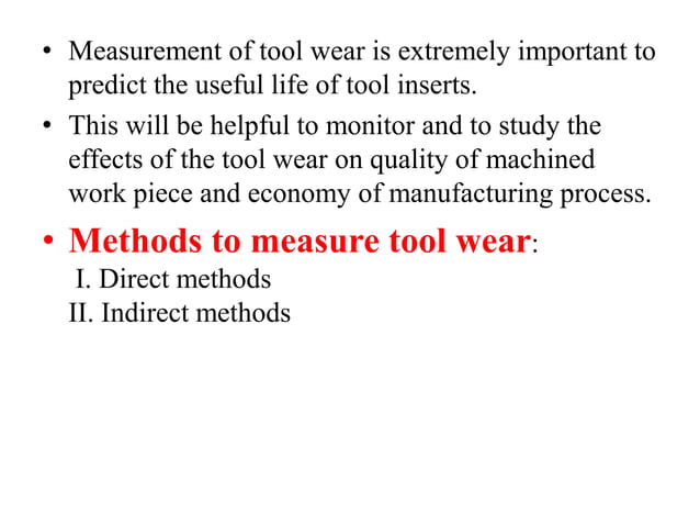 Tool wear measurement | PPTX | Physics | Science