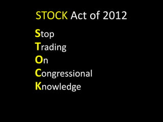 The STOCK Act of 2012 & the Purposes of Transparency | PPT