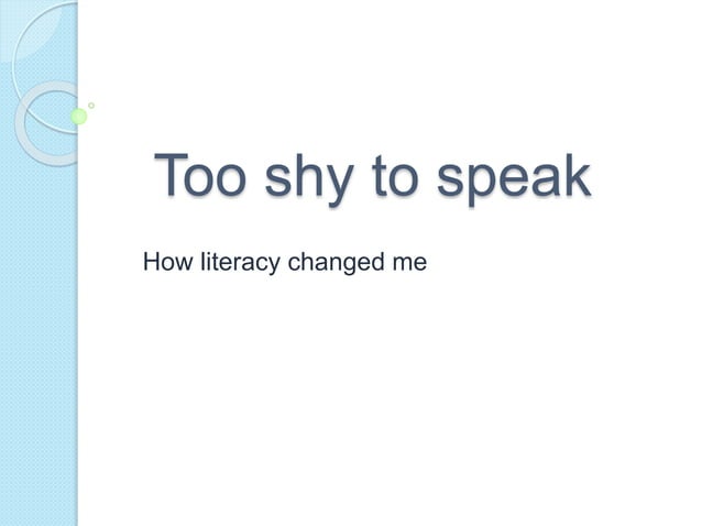 Too shy to speak | PPT