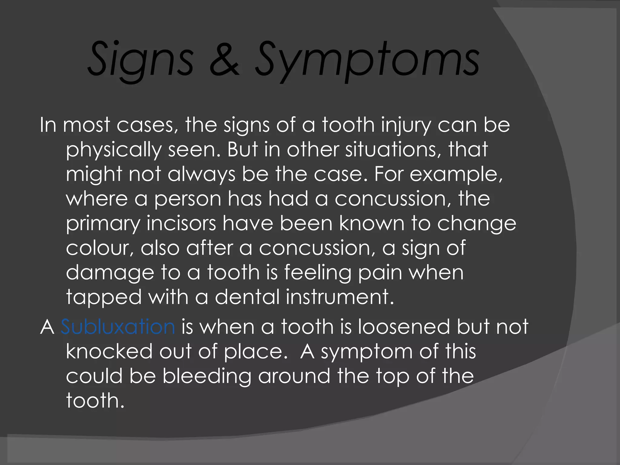 Tooth Injuries | PPT
