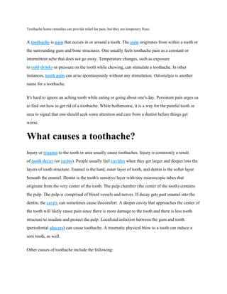 Toothache | PDF
