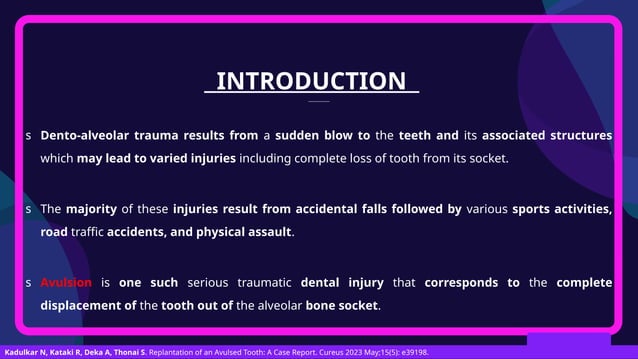 Dental Avulsion & its Management | PPT