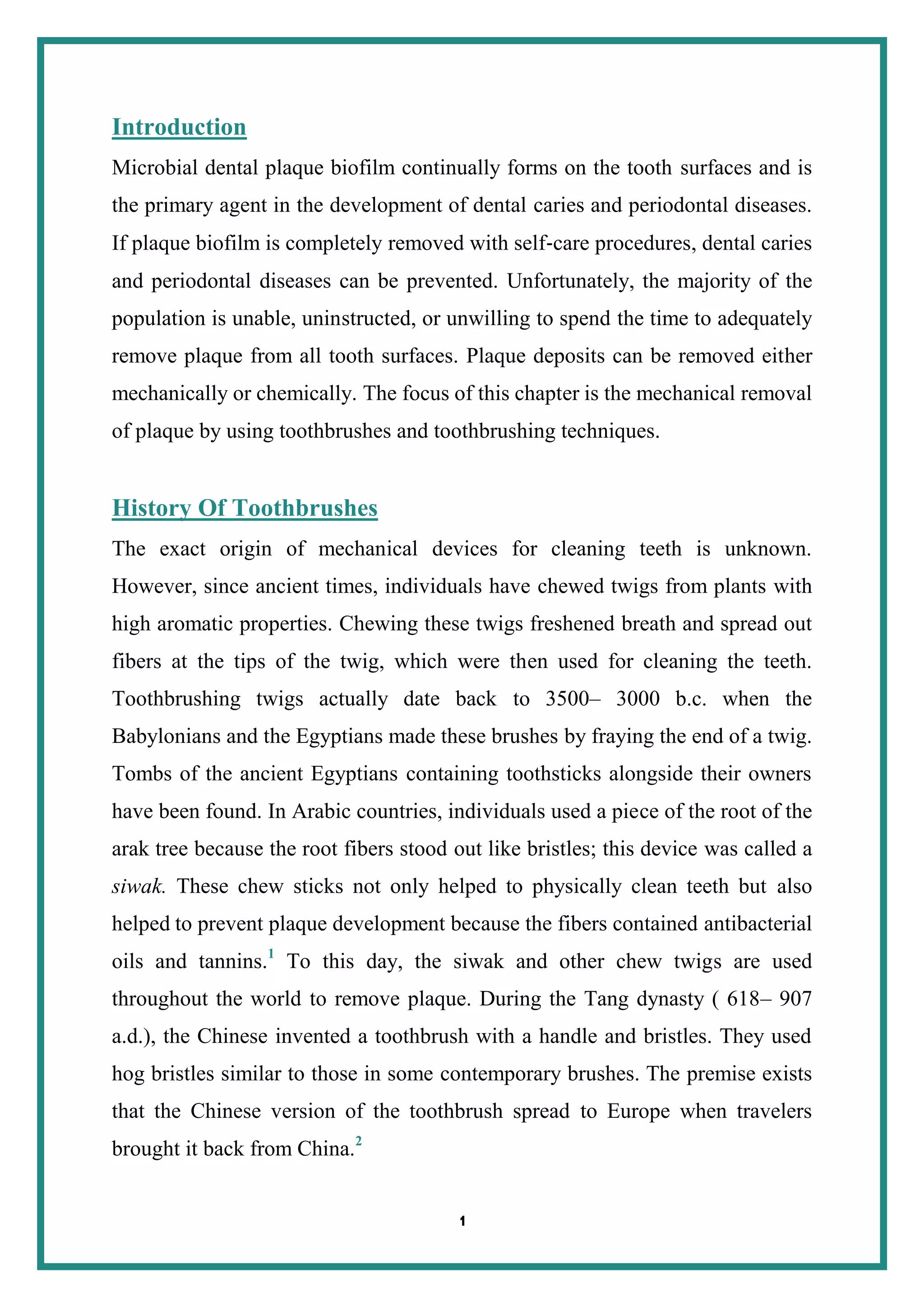 Toothbrushes and toothbrushes methods | PDF