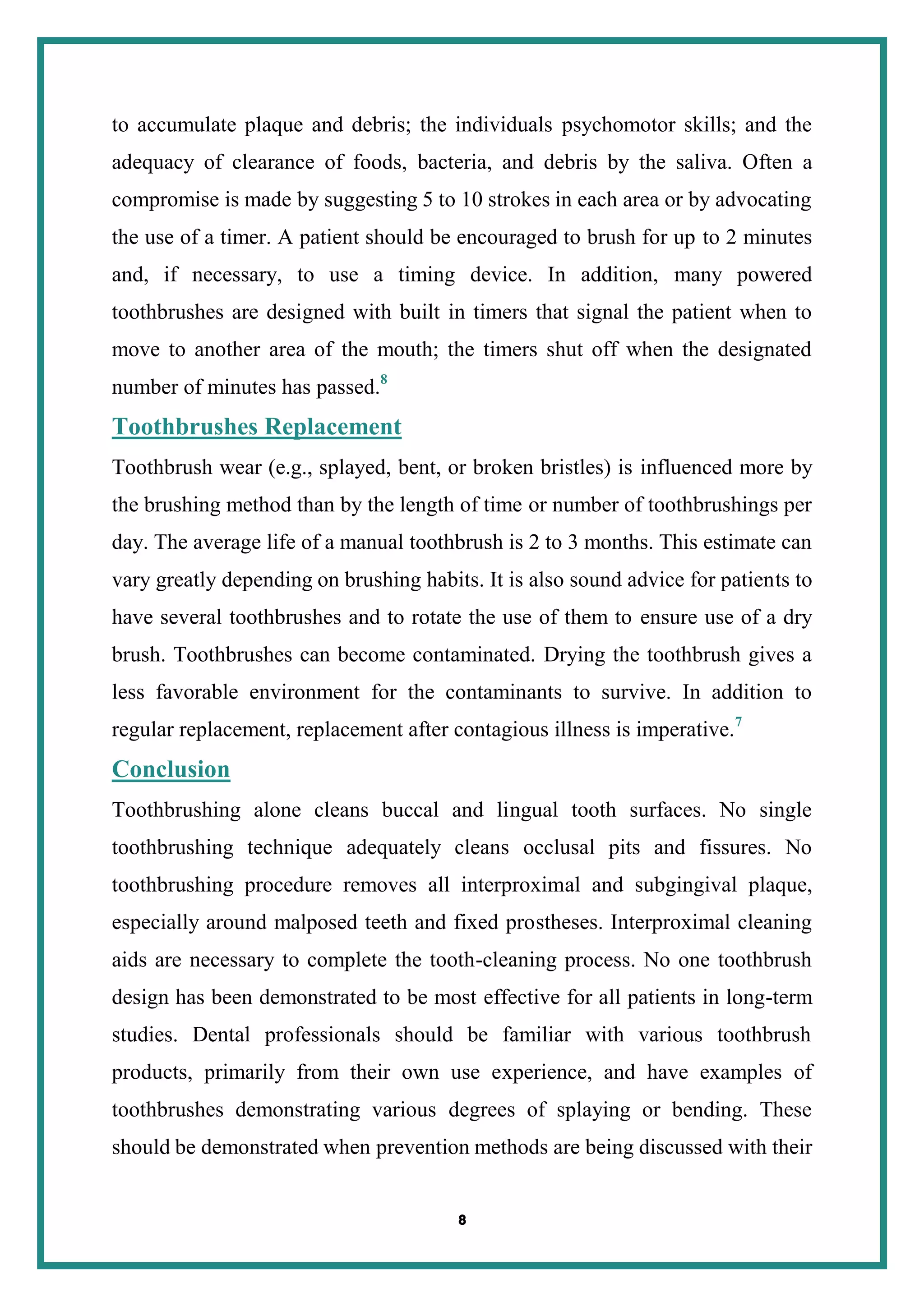 Toothbrushes and toothbrushes methods | PDF