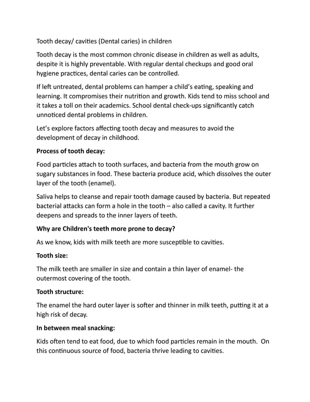 Tooth decay/ cavities (Dental Caries) in children .docx