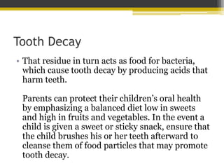 Tooth Decay and Diet in Children | PPTX
