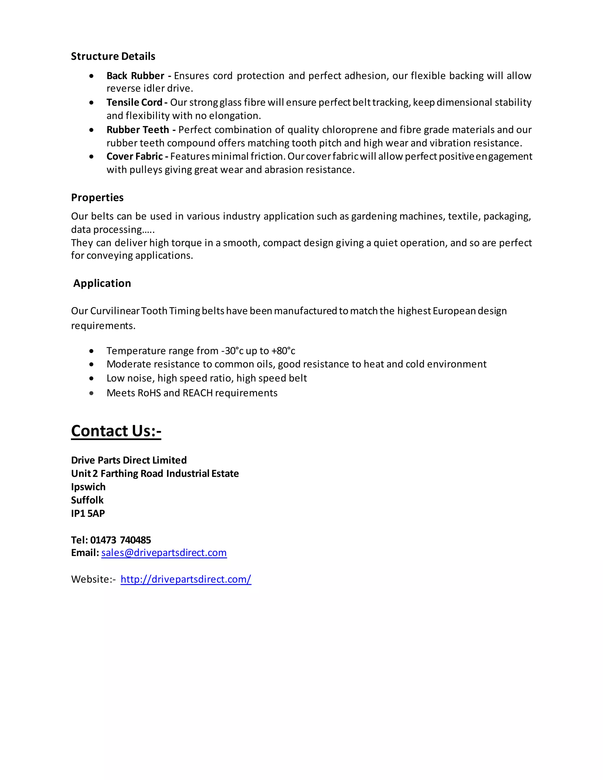 Toothed belts | Toothed Belt - Drive Parts Direct | DOCX