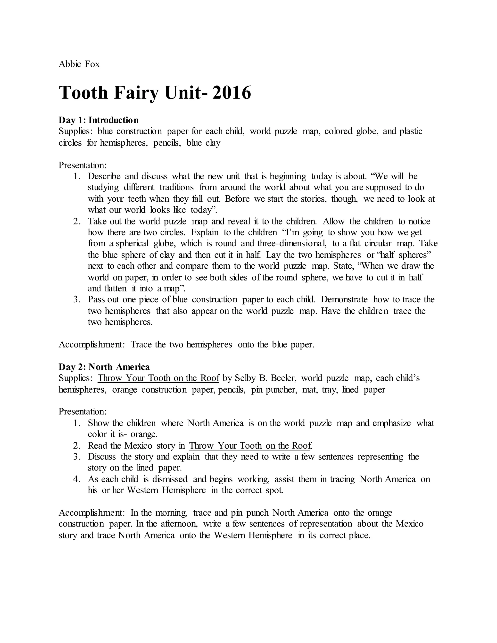 Tooth fairy unit | DOCX