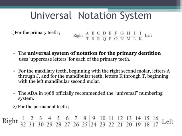 Tooth numbering system | PPTX | Dental Health | Diseases and Conditions