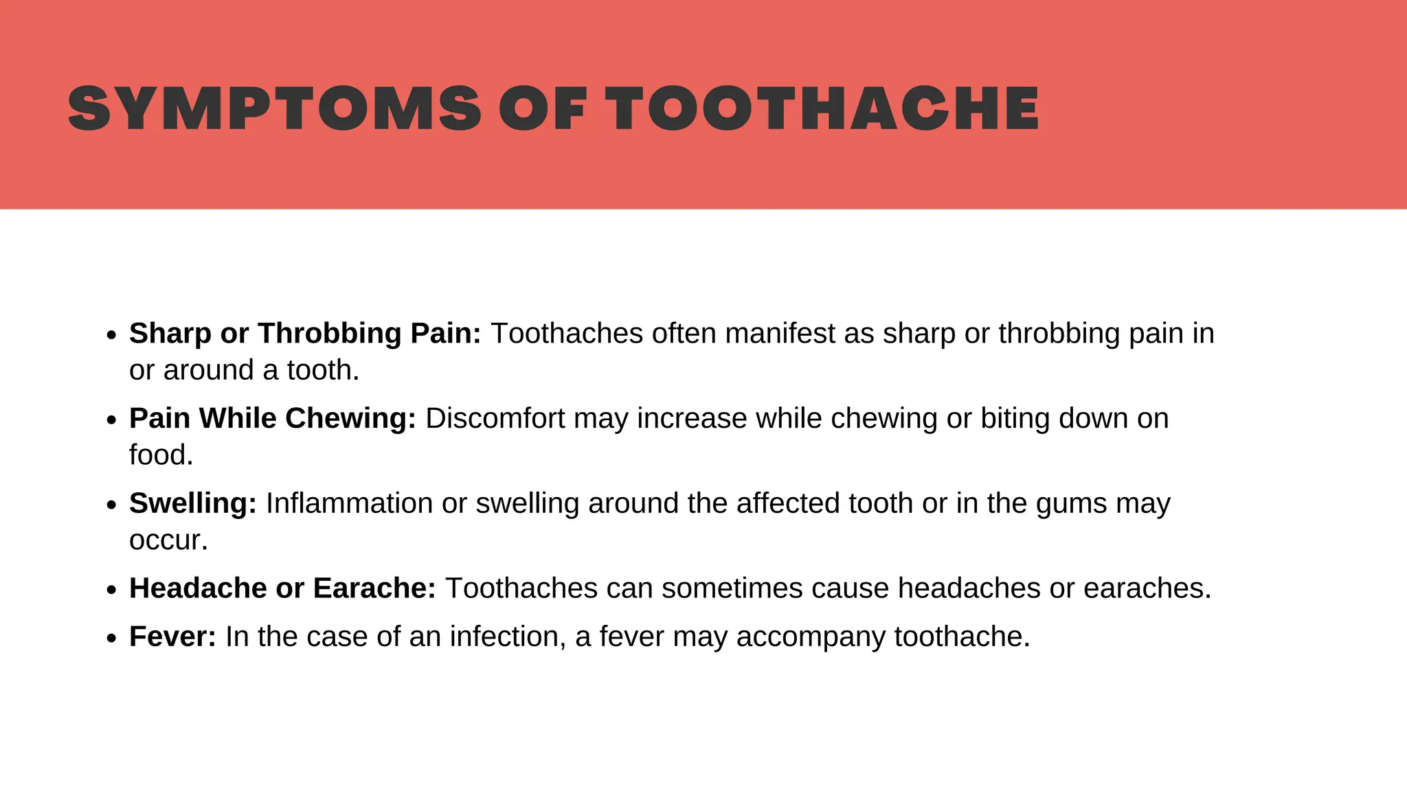 Toothache in Children - Symptoms, causes & Treatment | PPT