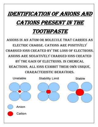 IDENTIFICATION OF ANION AND CATION PRESENT IN TOOTHPASTE | PDF