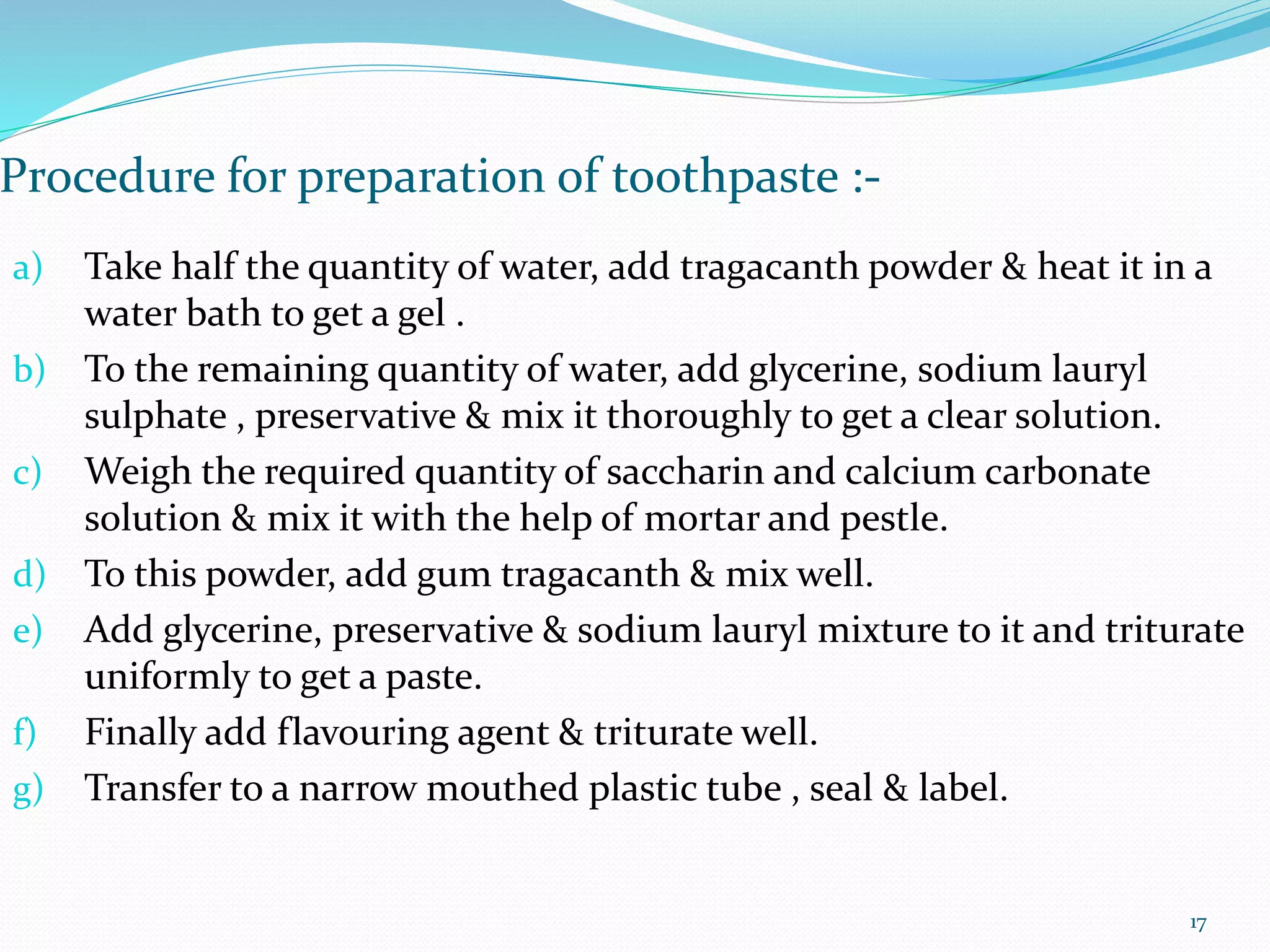 BUILDING BLOCK FOR FORMULATION OF TOOTHPASTE | PPTX