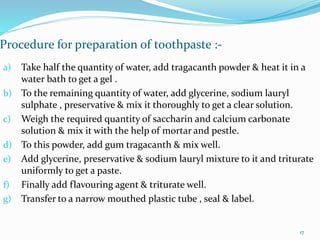 BUILDING BLOCK FOR FORMULATION OF TOOTHPASTE | PPTX